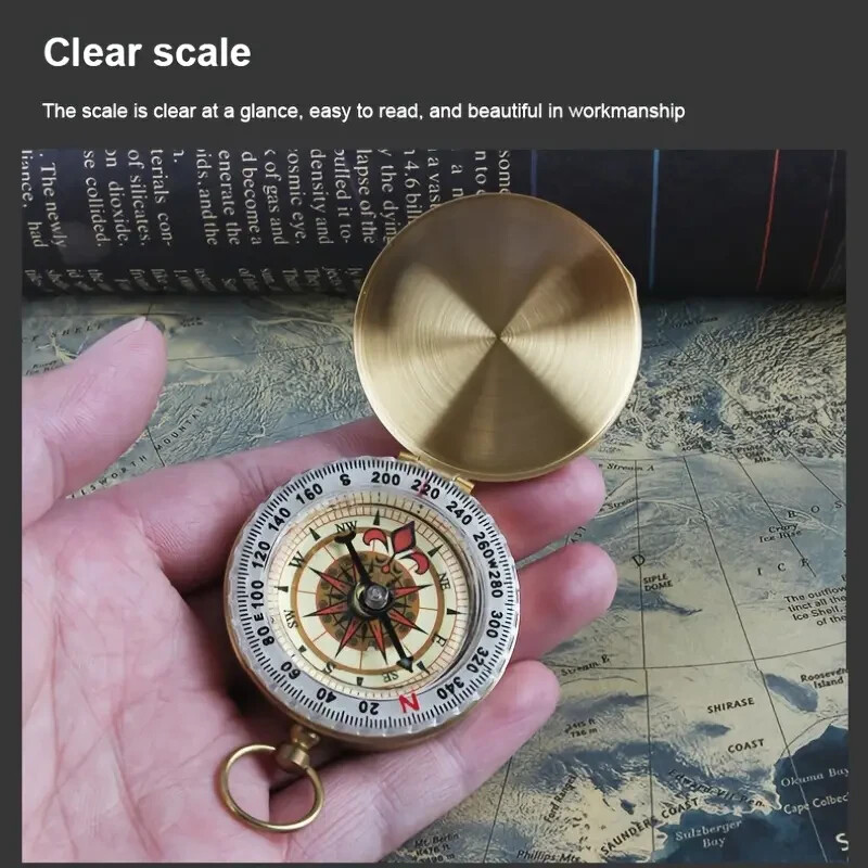 Waterproof & Luminous Brass Compass, Keychain - Camping, Hiking ...