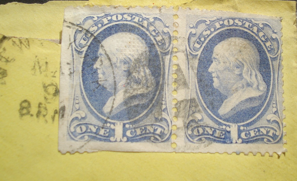 US SC 134 PAIR GRILL STAMPS POSTAL HISTORY 1870-71 | eBay