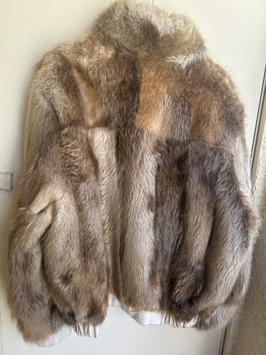 Blond/Brown Sheared Canada Beaver Fur Jacket, leather reversible size ...