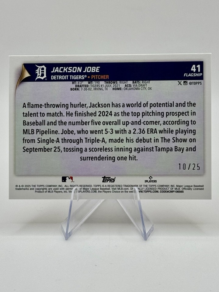 2025 Topps Flagship Collection Jackson Jobe RC #41 Costco Exclusive ...