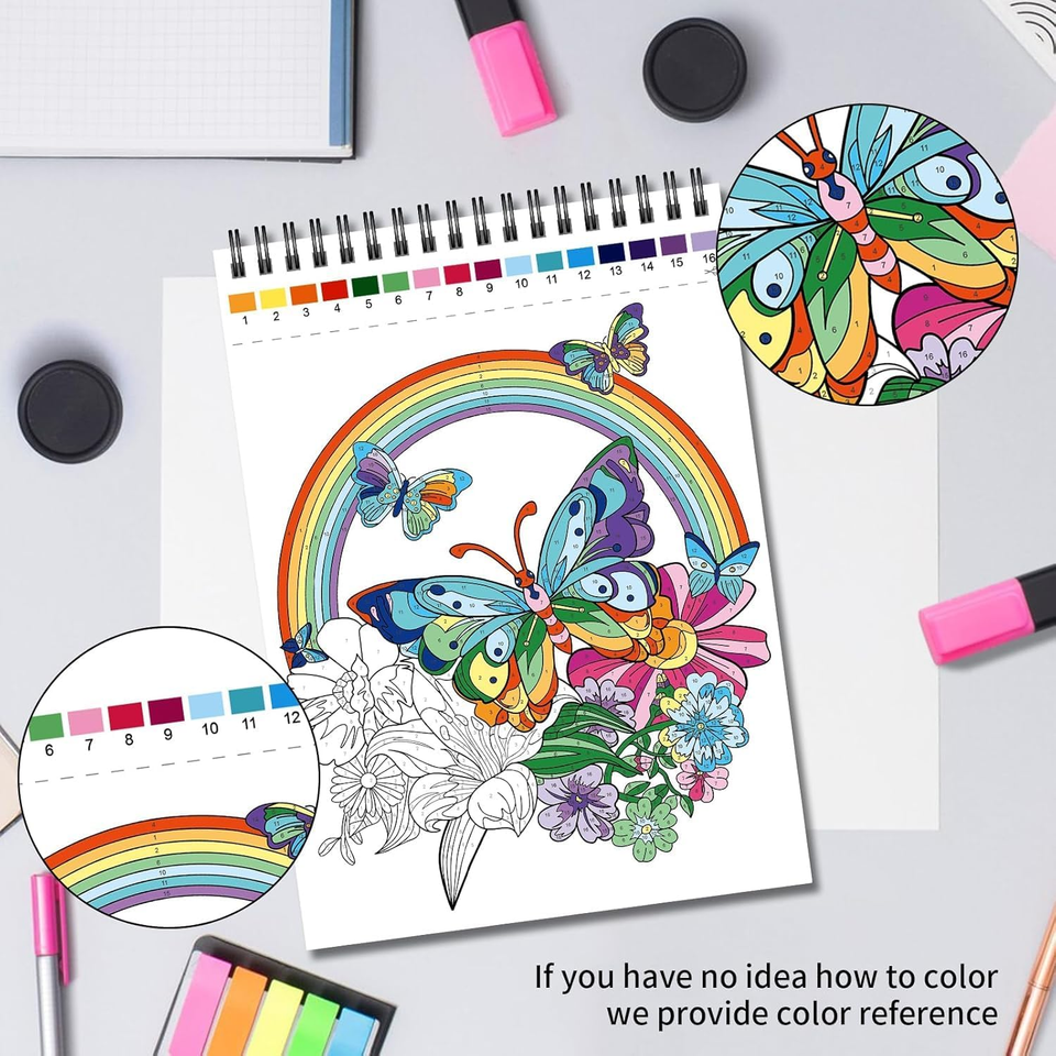 Adult Colouring Books Set - Colour by Numbers for Adults, 3 Colouring ...