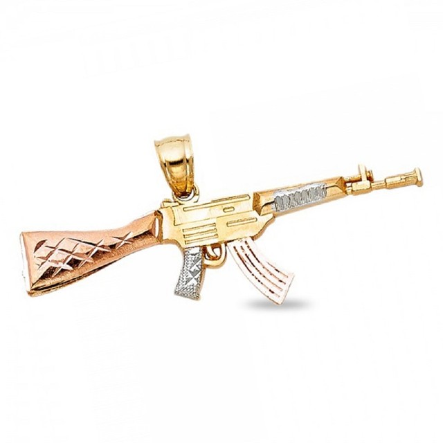 14k Gold Plated Ak-47 Rifle Machine Gun Charm Pendant for sale online ...