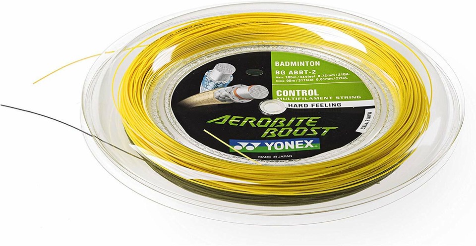 Yonex AEROBITE BOOST Hybrid Badminton String Reel BG ABBT-2 Gray Yellow ...