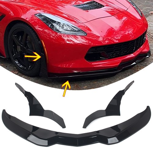 For Corvette C7 Z06 Stage 3 Front Lip Splitter + Side Winglets Gloss ...
