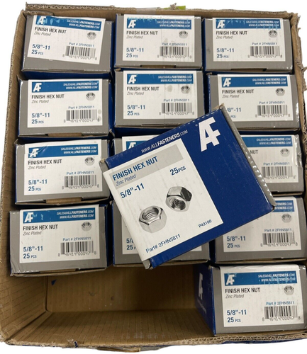 14 Boxes (25 each) 350 Total All Fasteners Zinc Plated Finish Hex Nuts ...