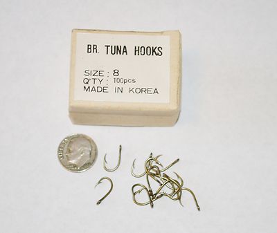 New Box 100 Bronze Tuna Fish Hooks Size 8 Hook Korea | eBay