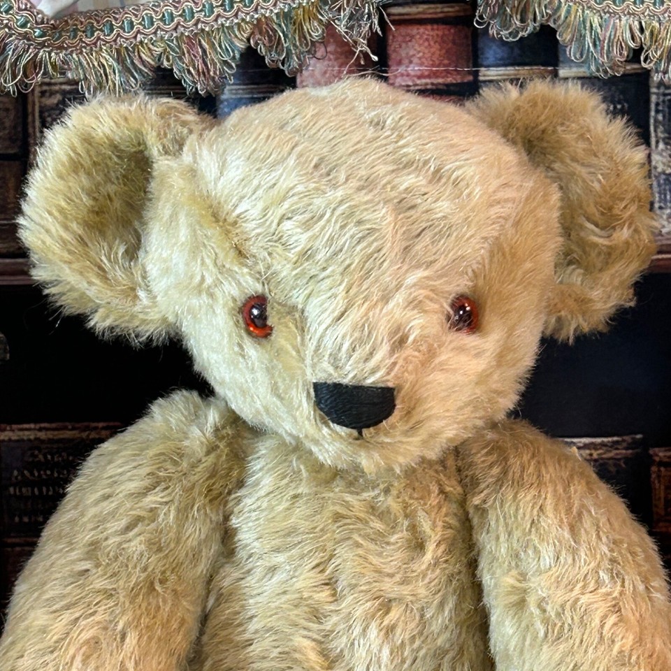 17” VINTAGE SIGNED MERRYTHOUGHT MOHAIR TEDDY BEAR WITH FOOT LABEL, #169 ...