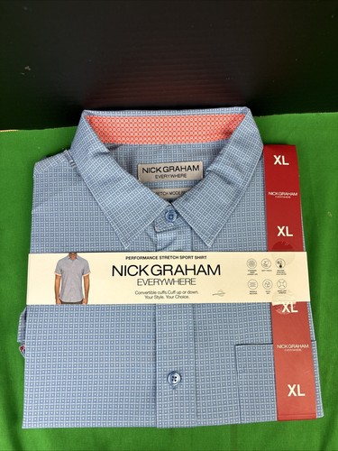 Nick Graham Men's Everywhere Short Sleeve Printed Shirt Size XL Blue | eBay