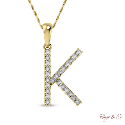 Miracle Prong Set Initial Letters 0.06 Ctw Diamond Pendant 10K | eBay