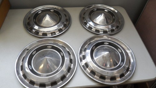 1956 56 Chevy Belair 150 210 Nomad 15" Full Face Hubcap Bowtie Set ...