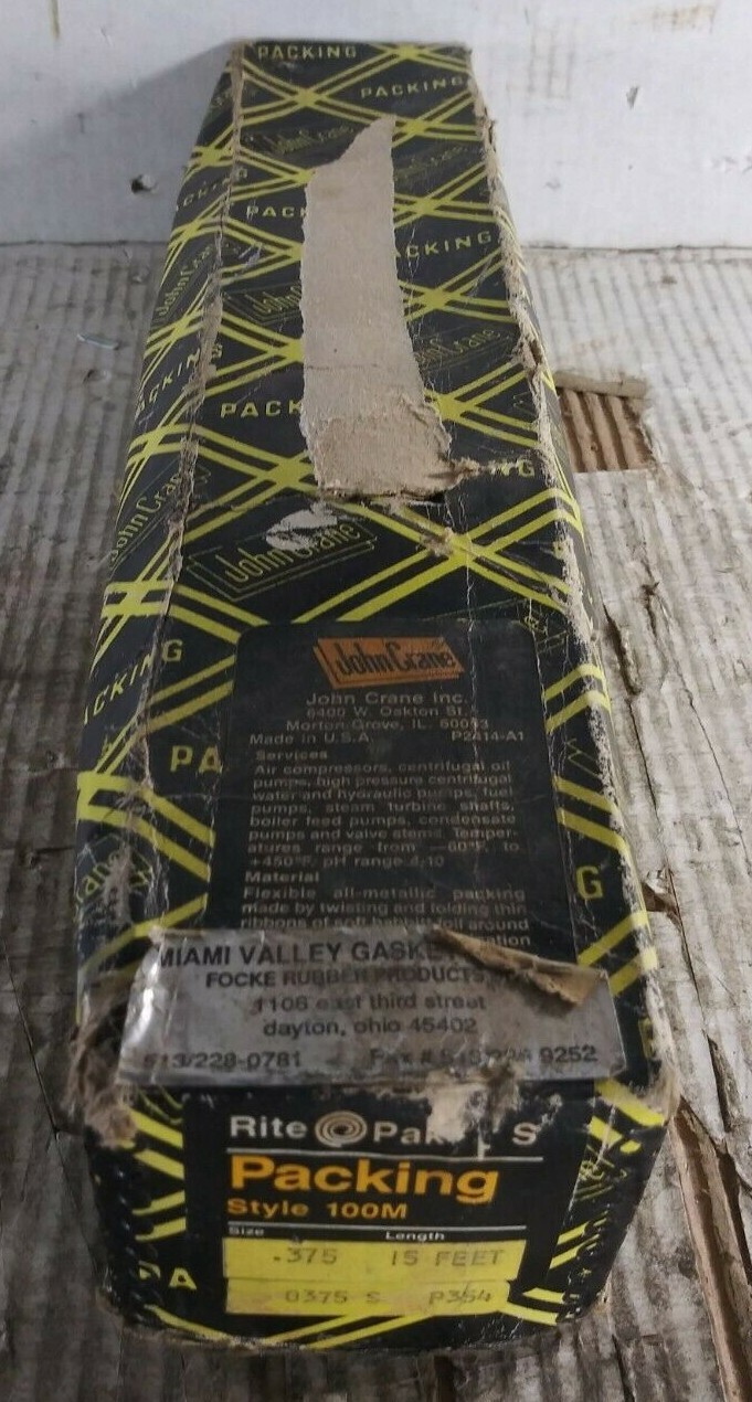 1 NEW JOHN CRANE RITE PAK STYLE 100M SIZE .375 x 15' MECHANICAL PACKING ...