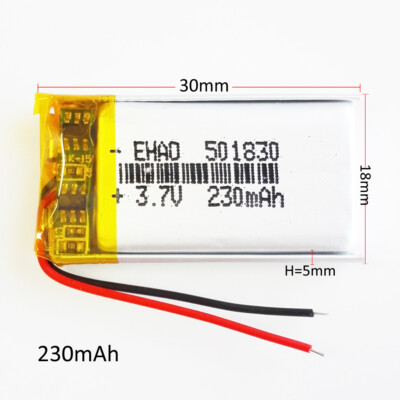 3.7V 230mAh Lipo Rechargeable Battery For MP3 MID GPS Bluetooth ...
