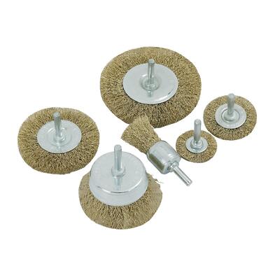 6PCS Rotary Wire Wheel Cup Drill Brush Set Rust Paint Weld Remover Tool ...