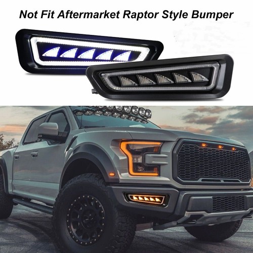 For F150 Raptor 2017 18 19 2020 LED Front Bumper Fog Light with DRL ...