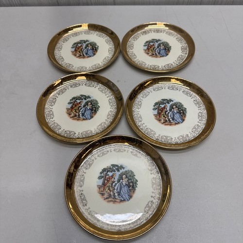 5 VTG Crest O Gold Sabin Warranted 22k Bread Plates George Martha 6.25 ...