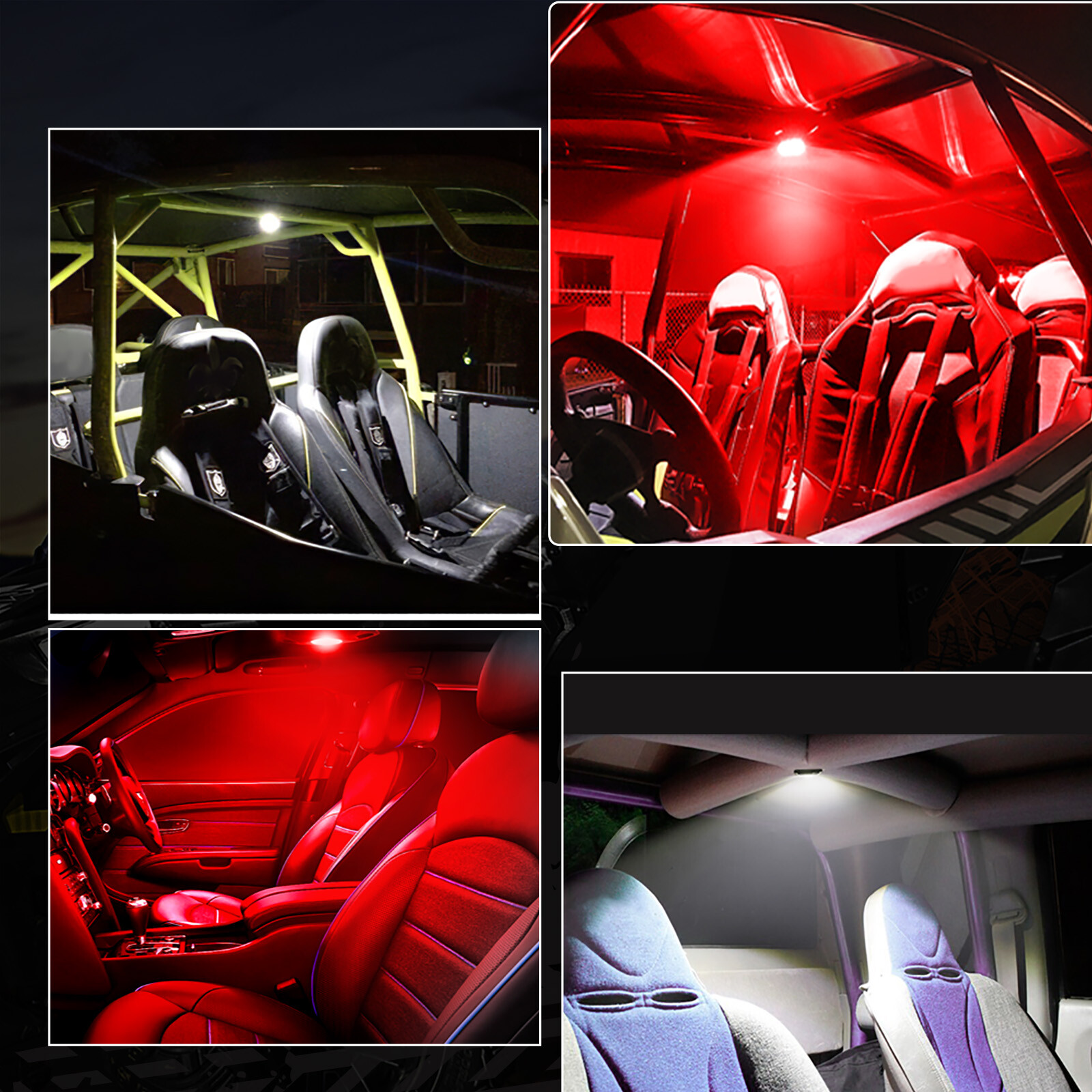 2x For POLARIS RZR 4XP 1000 900 UTV Interior LED Dome Lights Red White ...