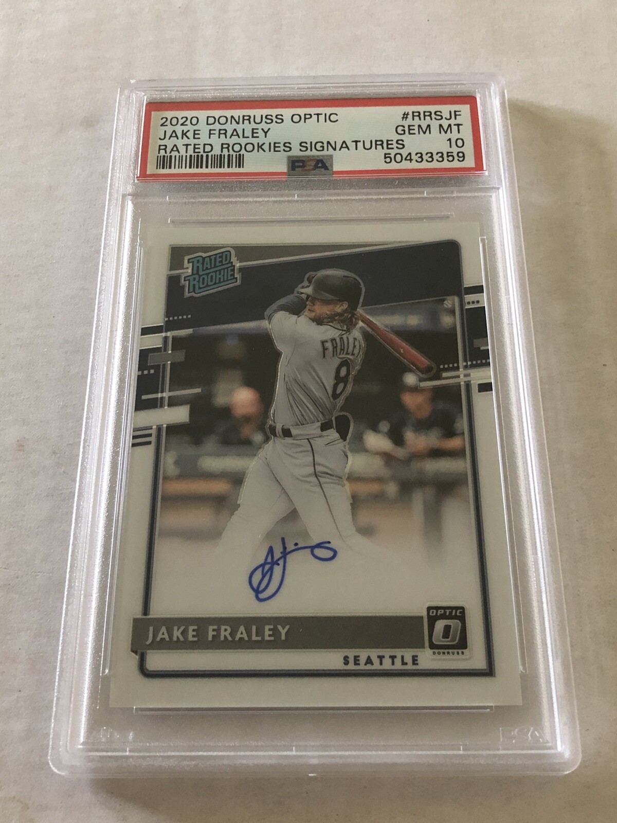 2020 Donruss Optic #RRSJF Jake Fraley Rated Rookie Signatures PSA 10 ...