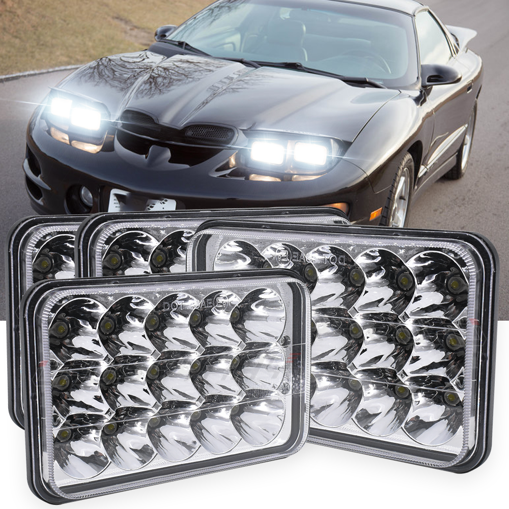 4Pcs 4X6" LED Headlights Hi/Lo Beam DRL For Pontiac Trans Am 1998 2000 ...