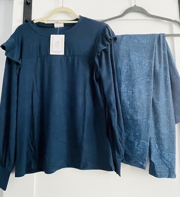 LuLaRoe Brielle Long Cupid Sleeve Top Large Navy Solid/Leggings TC2 NWT ...