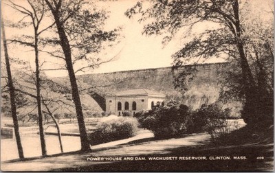 Clinton MA Powerhouse & Dam Wachusett Reservoir Vtg Real Photo Postcard ...