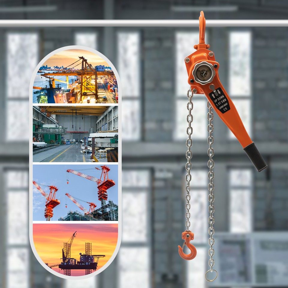 2 Hooks Chain Hoist Puller Block Ratchet Manual Lever Lifting Crane 1 ...