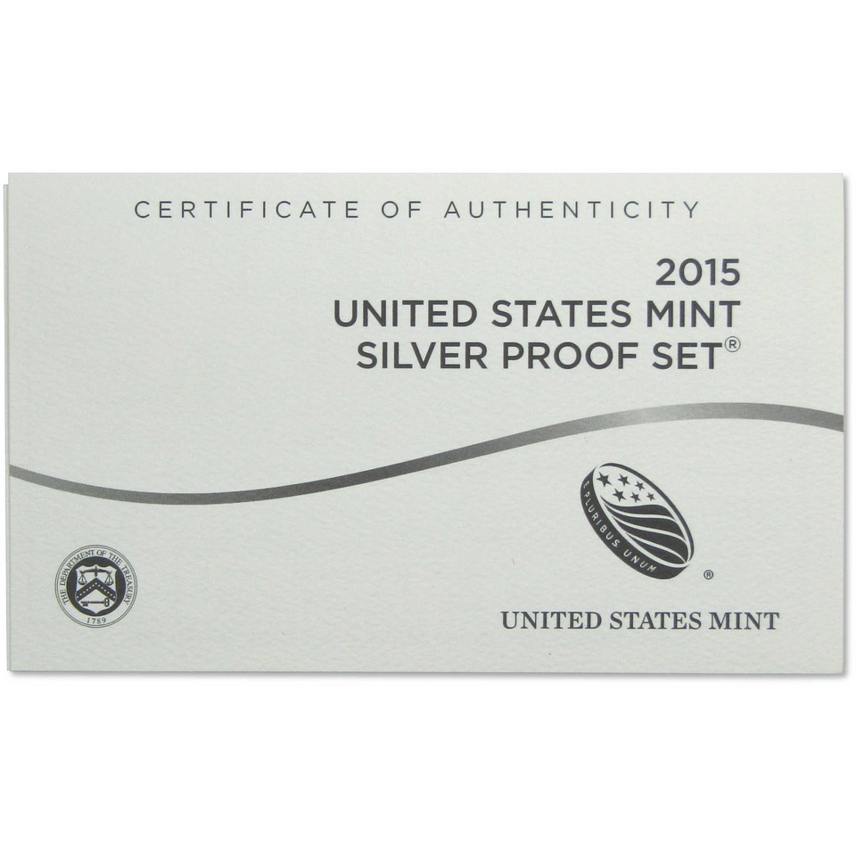 2015 Silver Proof Set U.S. Mint Original Government Packaging OGP COA ...