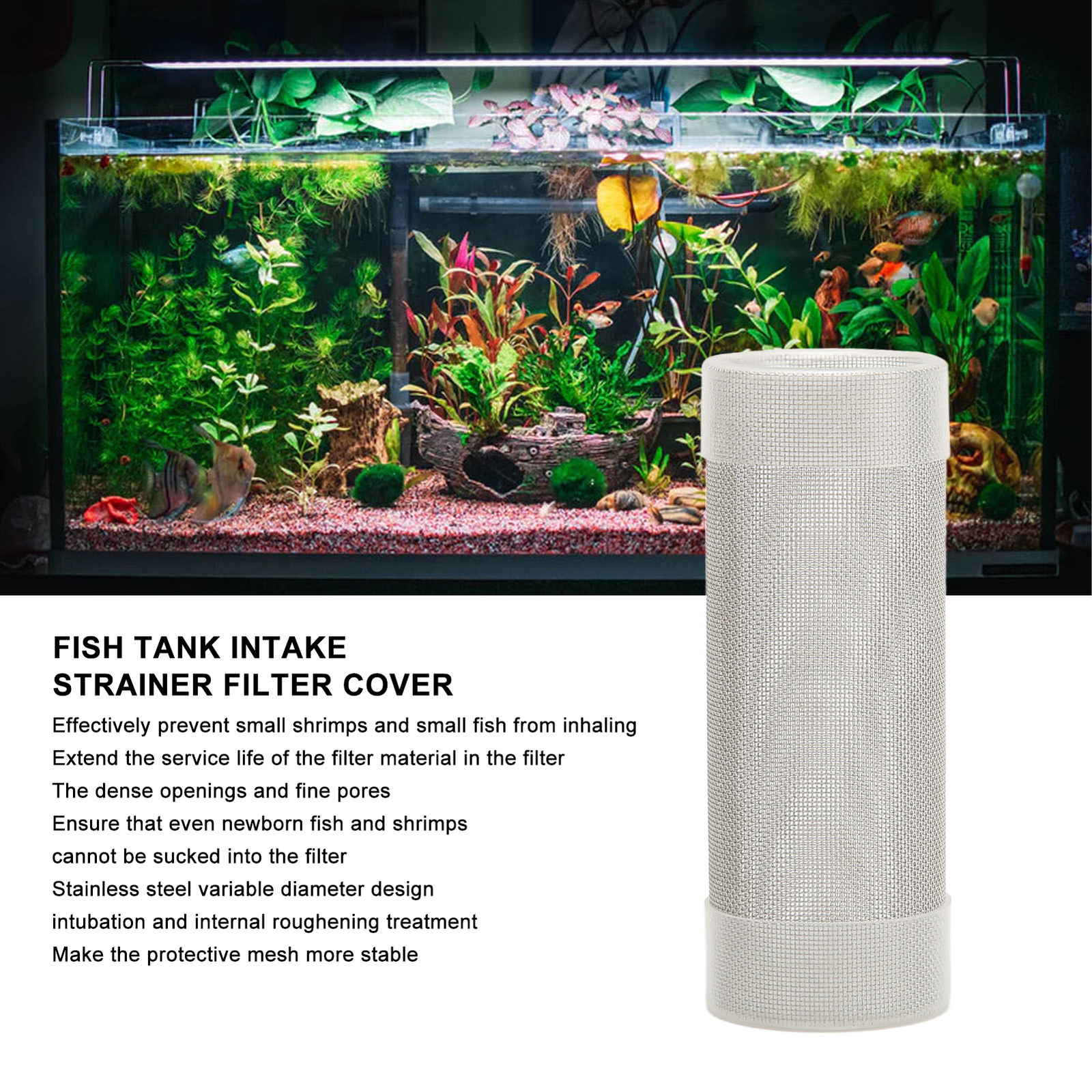 Aquarium Intake Filter Mesh Stainless Dense Openings Fine Pores Fish ...