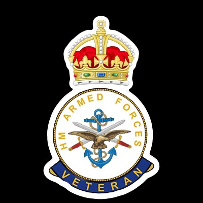 Kings Crown BRITISH VETERAN Army Navel RAF FORCES VETERANS STICKER ...