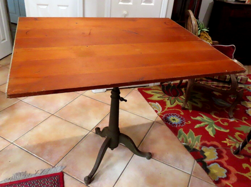 ANTIQUE VICTORIAN OAK & CAST IRON TELESCOPING DRAFTING TABLE WITH ...