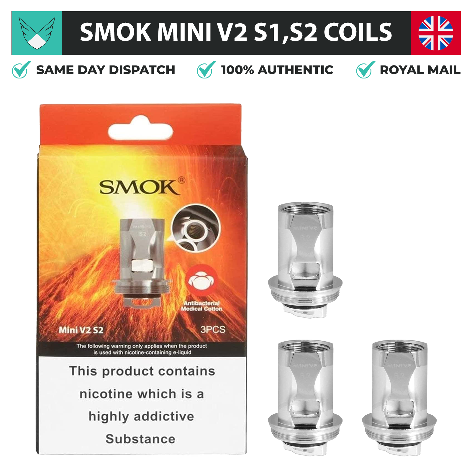 Smok Mini V2 Replacement Coils | 0.15 Ohm S1 | 0.15 Ohm S2 | Pack Of 3 ...