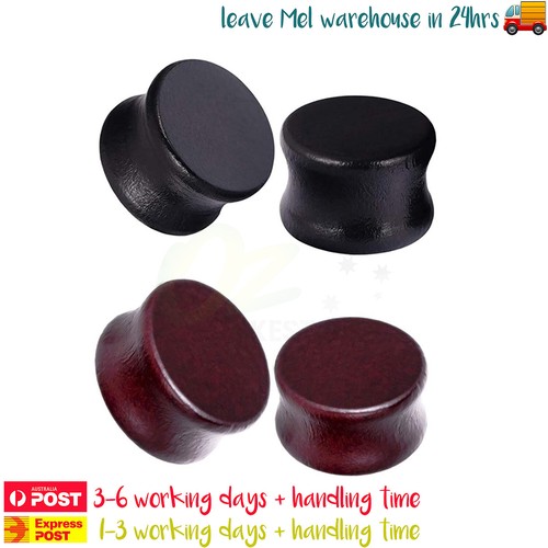 1Pair Wood Ear Plugs Tunnel Gauge Black Brown Natural Organic Piercing ...