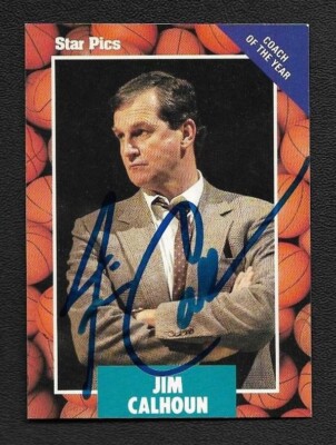 Jim Calhoun Autograph Auto 1990 Star Pics Basketball Card - UConn ...