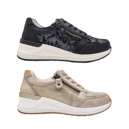 Lorella Charlotte Ladies Shoes Leather Casual Trainer Zip Side Laces ...