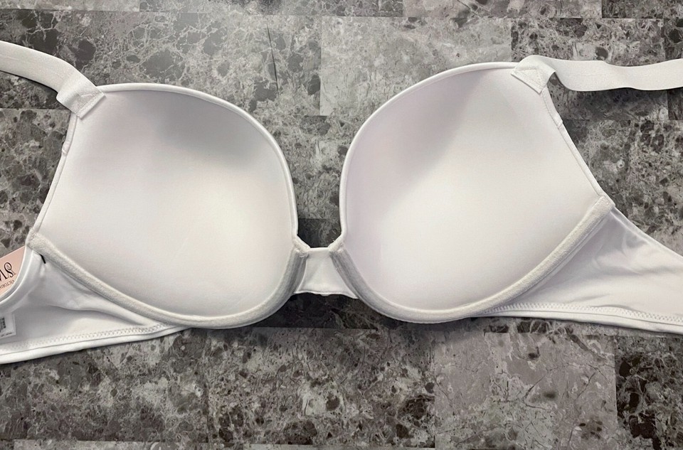 NWT VICTORIA'S SECRET 34DD WHITE SILVER SHINE STRAP SEXY TEE PUSH UP ...