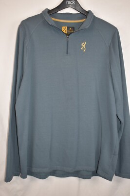 Browning Pullover Sweater 1/3 Zip Grey-Blue Mens Size 2XL Gold Browning ...
