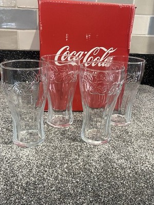 Coca Cola Coke Genuine 22oz / Pint Glasses x 4 Clear Pub Bar Mancave ...