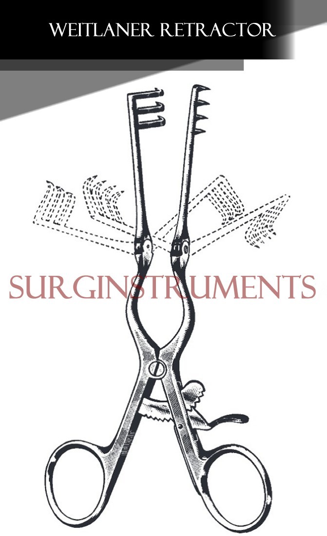 BECKMAN-Weitlaner Retractor 9" 3x4 SHARP Hinged Blade Stainless German ...