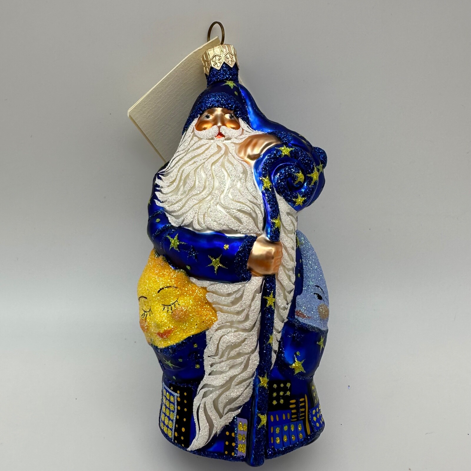 2003 Patricia Breen Santa with Sun and Moon Black 4.92" Ornament Neiman ...