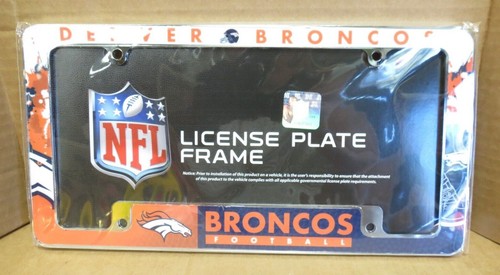 NFL AFC1601B DENVER BRONCOS FOOTBALL METAL LICENSE PLATE FRAME NEW | eBay
