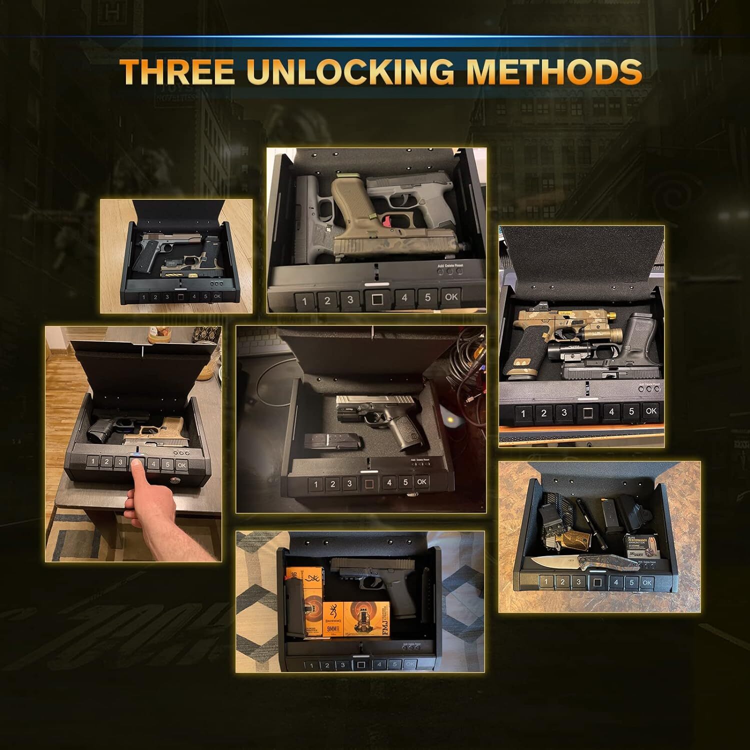 Gun Safe Box Biometric Quick Access Firearm Safety Fingerprint Lock or ...
