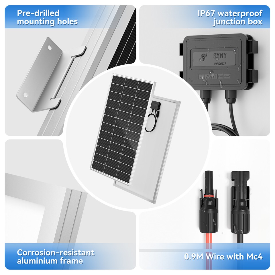 100W 120W 150W 170W 200W Solar Panel Kit 12V Mono Solar Panel RV ...