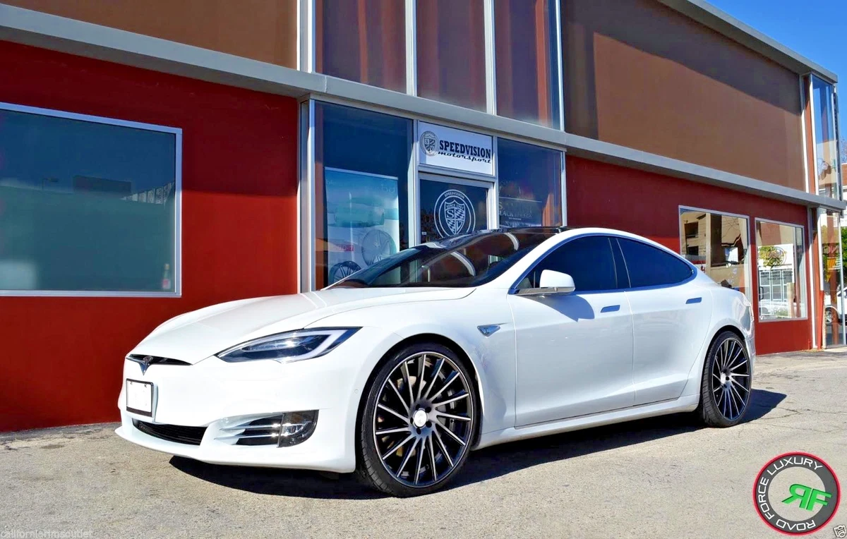Tesla Model S White Black Rims