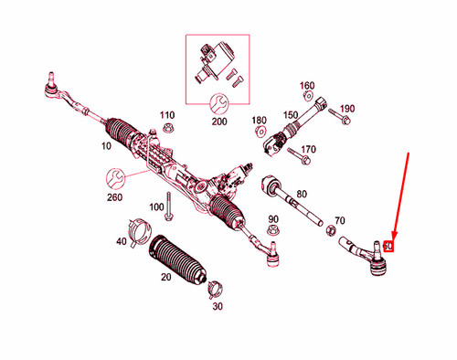 NEW MERCEDES-BENZ SLK R172 STEERING LEFT OUTSIDE TIE ROD A2043300903 ...