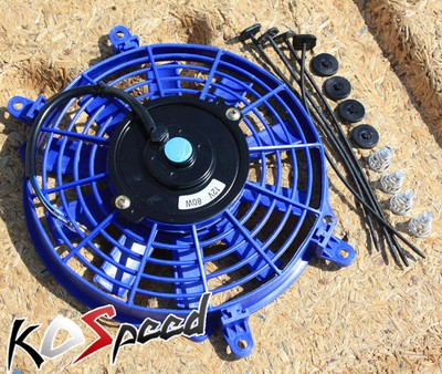 UNIVERSAL BLUE 9" 12V ELECTRIC RADIATOR/ENGINE COOLING FAN+MOUNTING ZIP ...