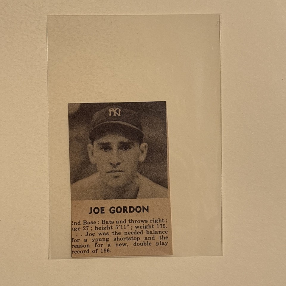 Bill Dickey & Joe Gordon New York Yankees 1942 Annual Baseball Picture ...