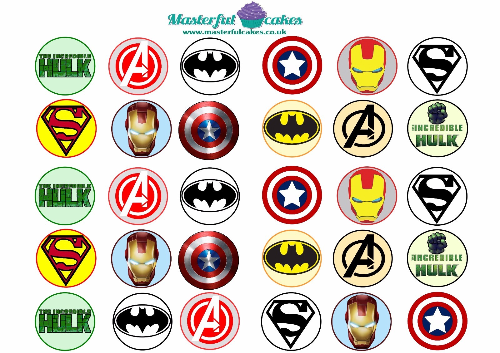 30 x Avengers Logo Edible Cup Cake Topper rice Paper ,Icing and Pre Cut ...