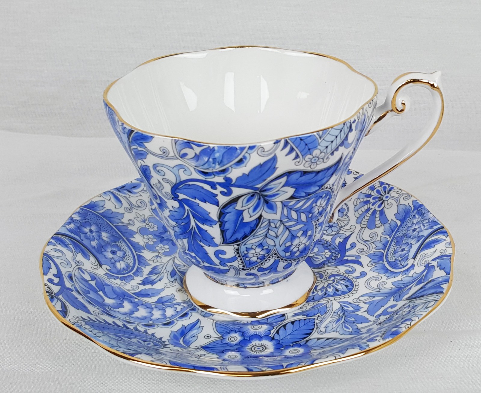 Berkeley Square Tea Cup and Saucer Blue and White Paisley - Bone China ...