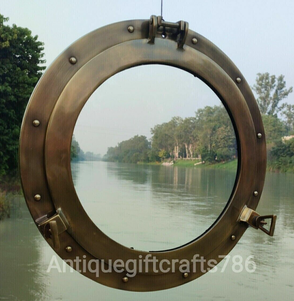 24" Antique Finish Ship Window Wall Porthole Canal Boat Porthole Window ...