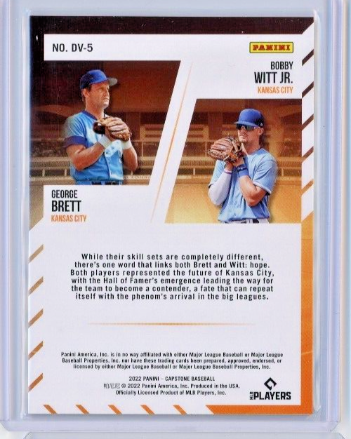 2022 Panini Capstone Deja Vu #DV-5 George Brett / Bobby Witt Jr RC ...