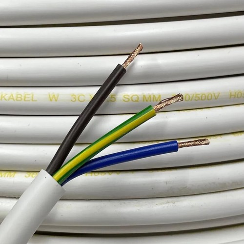 13 AMP 1.5mm 3 Core WHITE Electrical Mains Wire Cable Flexible PVC ...